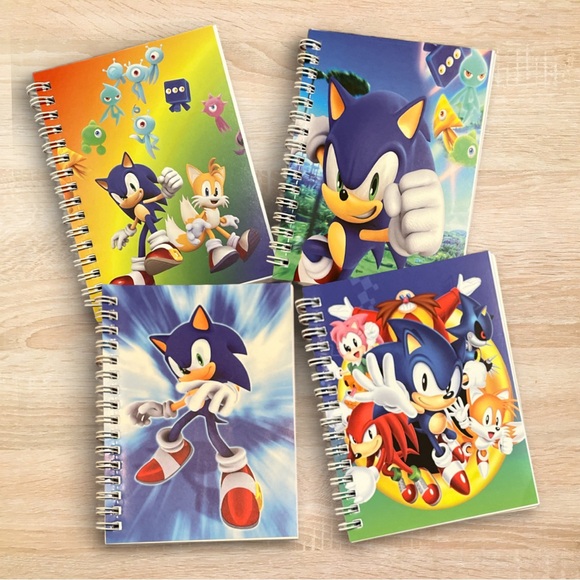 None | Office | Set Of 4 Sonic The Hedgehog Spiral Notebooks | Poshmark